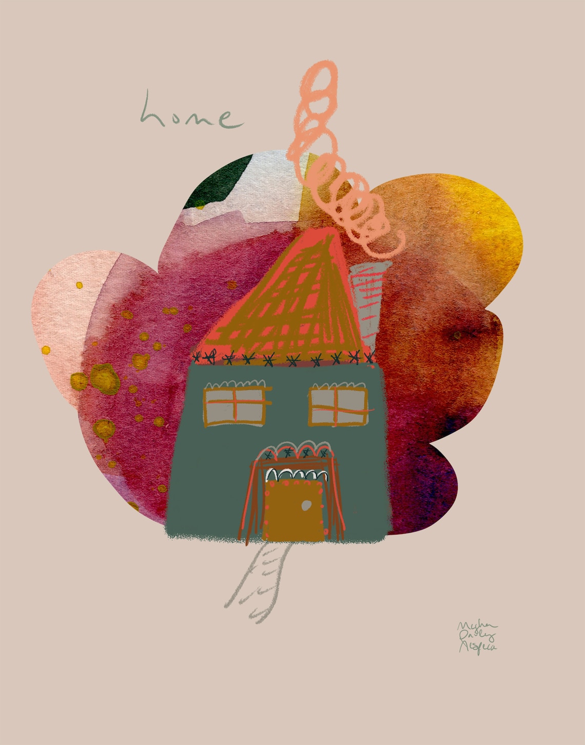 Whimsical House ART PRINT Fairytale Bright Colorful Nursery Folk House ...
