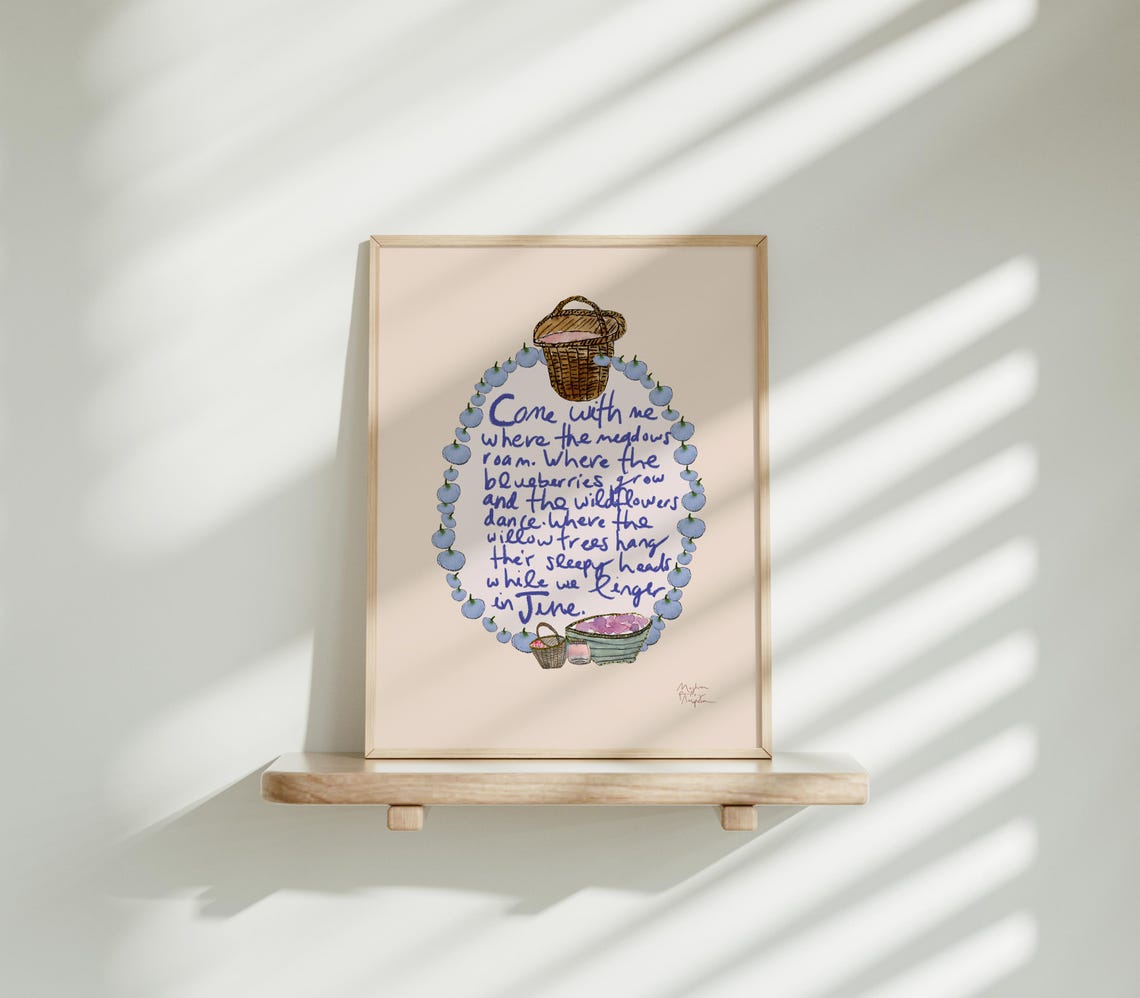 Whimsical Blueberry Storybook Art Print for Nursery Decor - Summer Folk ...