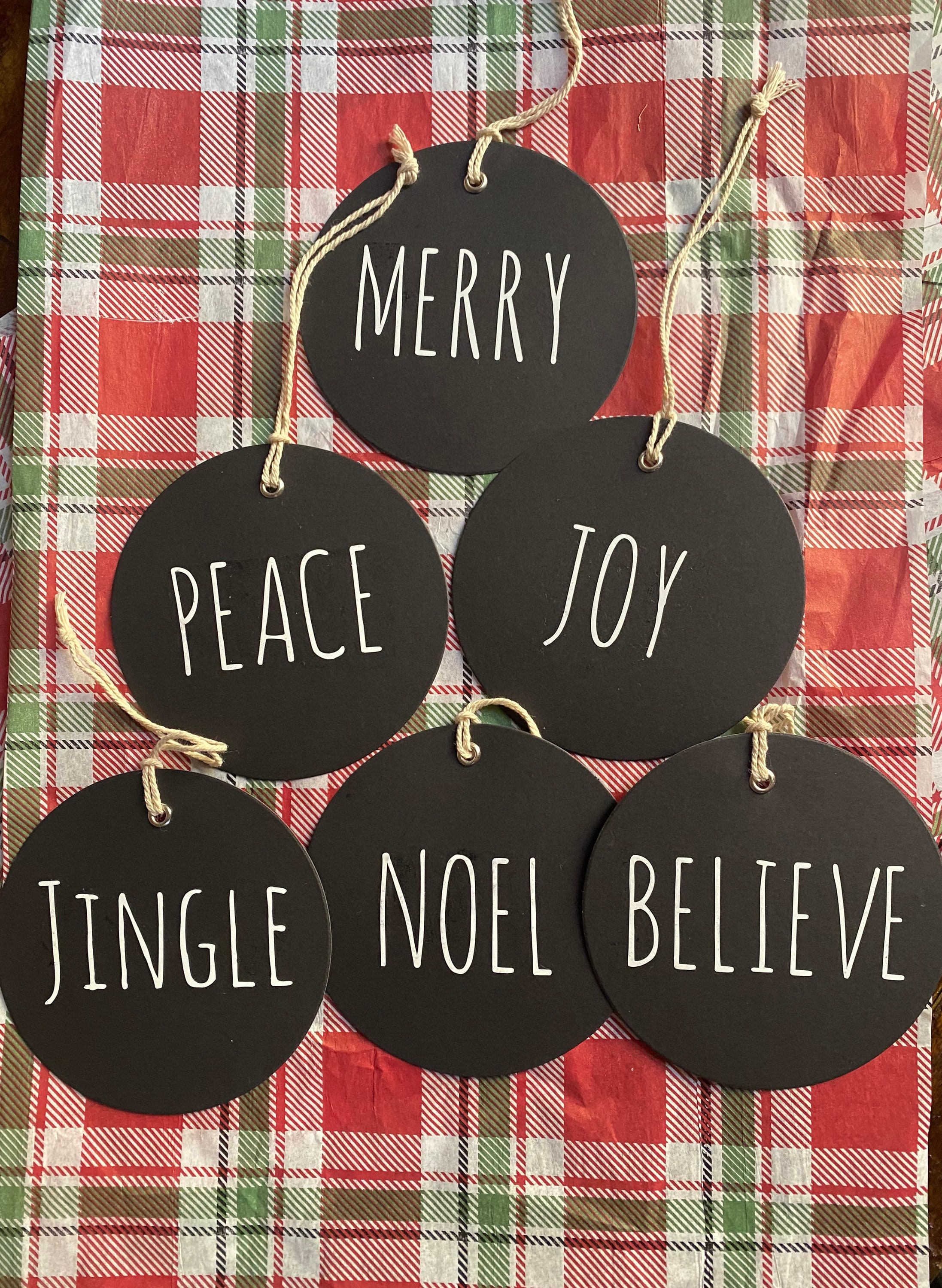 Rae Dunn Inspired Christmas Ornaments Set of 6 - Etsy