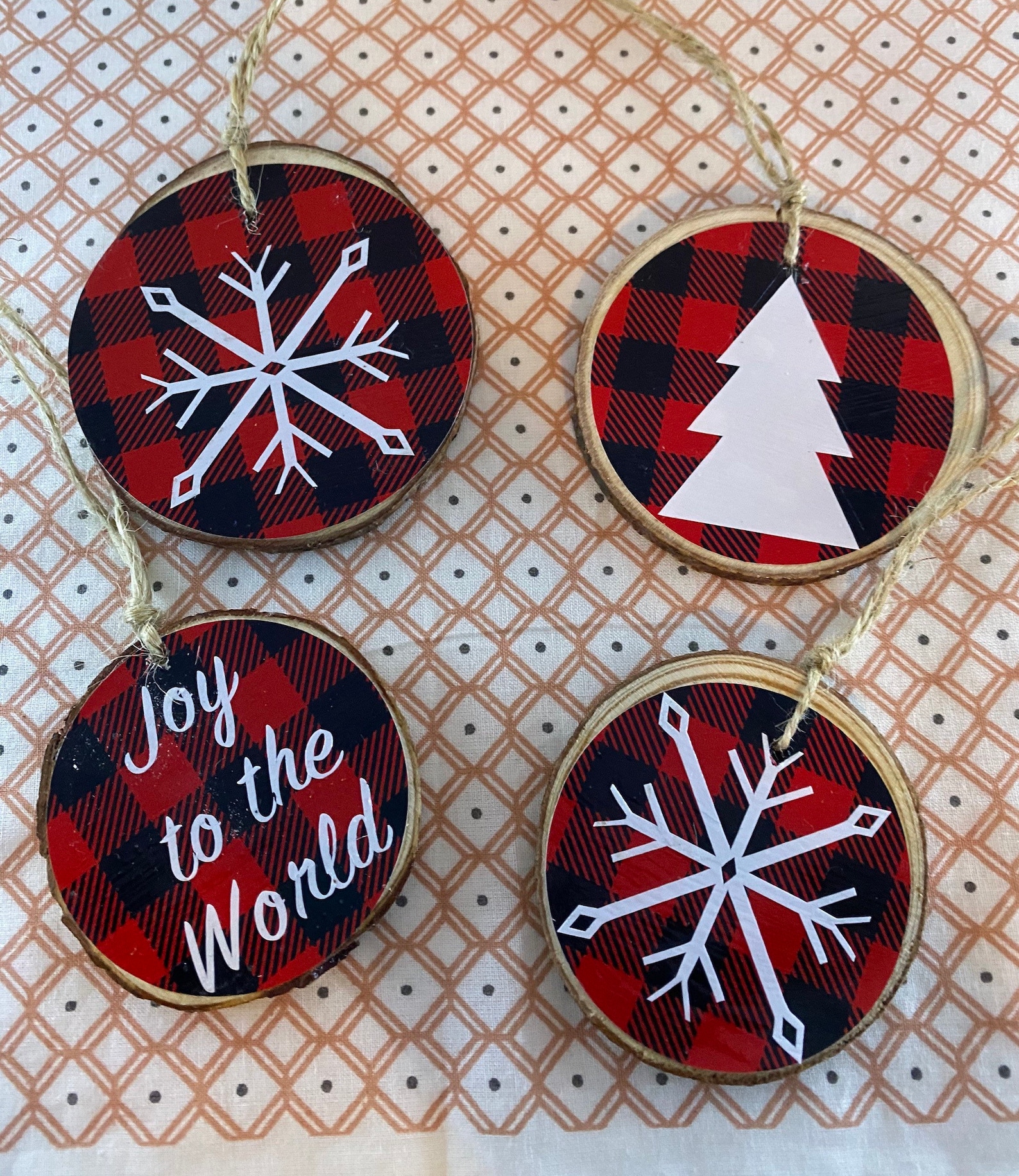 Buffalo Check Farmhouse Christmas Ornaments Set of 4 - Etsy