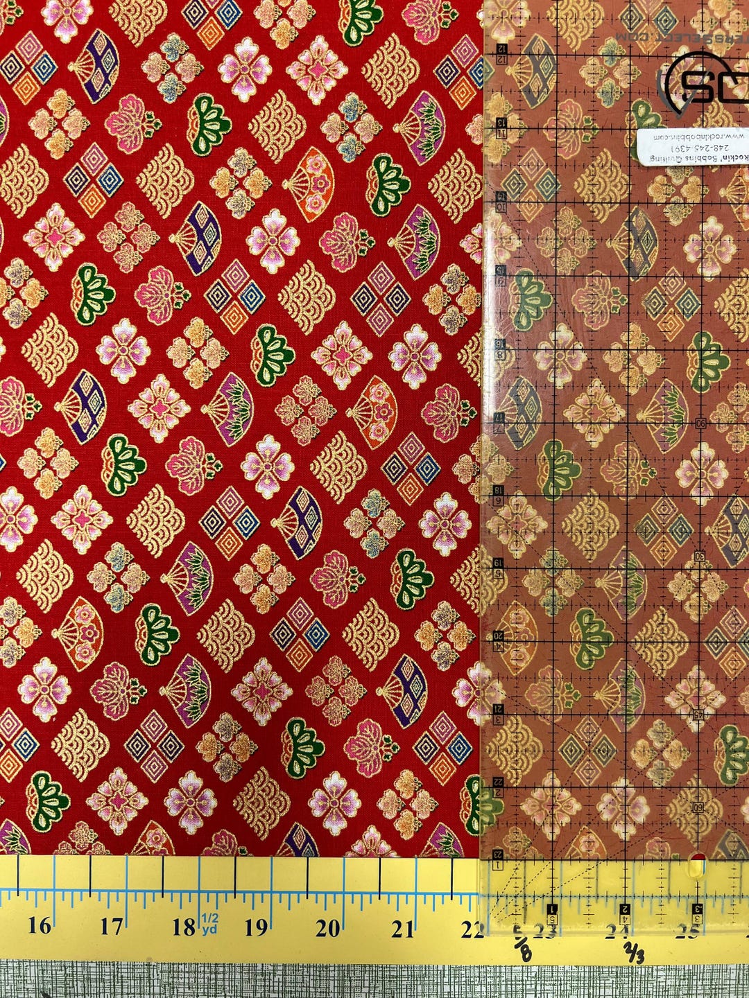 Red Metallic Wagara 44" Japanese Fabric by Naka N2000-81B, 100% Cotton ...