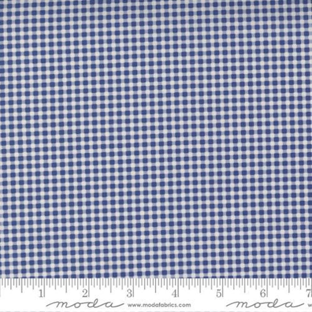 Navy Gingham 44 Fabric by Moda, Picture Perfect, 21807 18, 100% Cotton ...