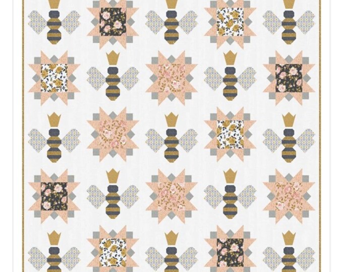 Queen Bee Quilt Kit Featuring Midnight in the Garden Moda Fabric by ...