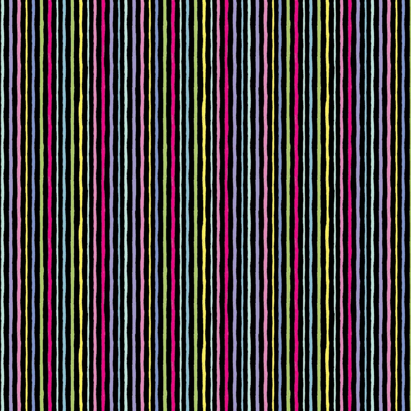 Parisian Stripe Black/multi Color 44" Fabric by Benartex, 16459-12 ...