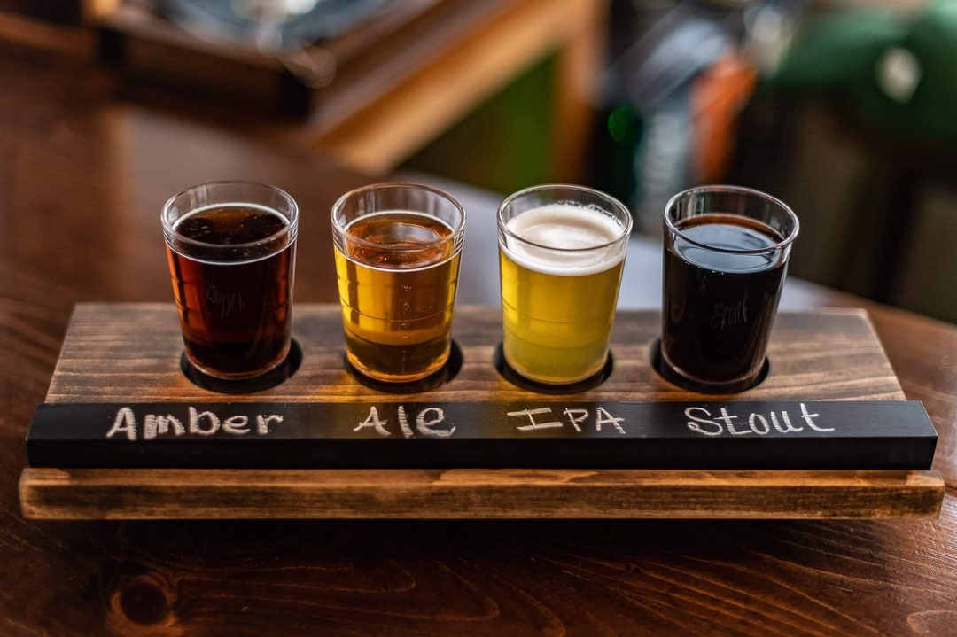 Handcrafted Beer Flight With Tasting Glasses & Chalkboard Sign, Free ...