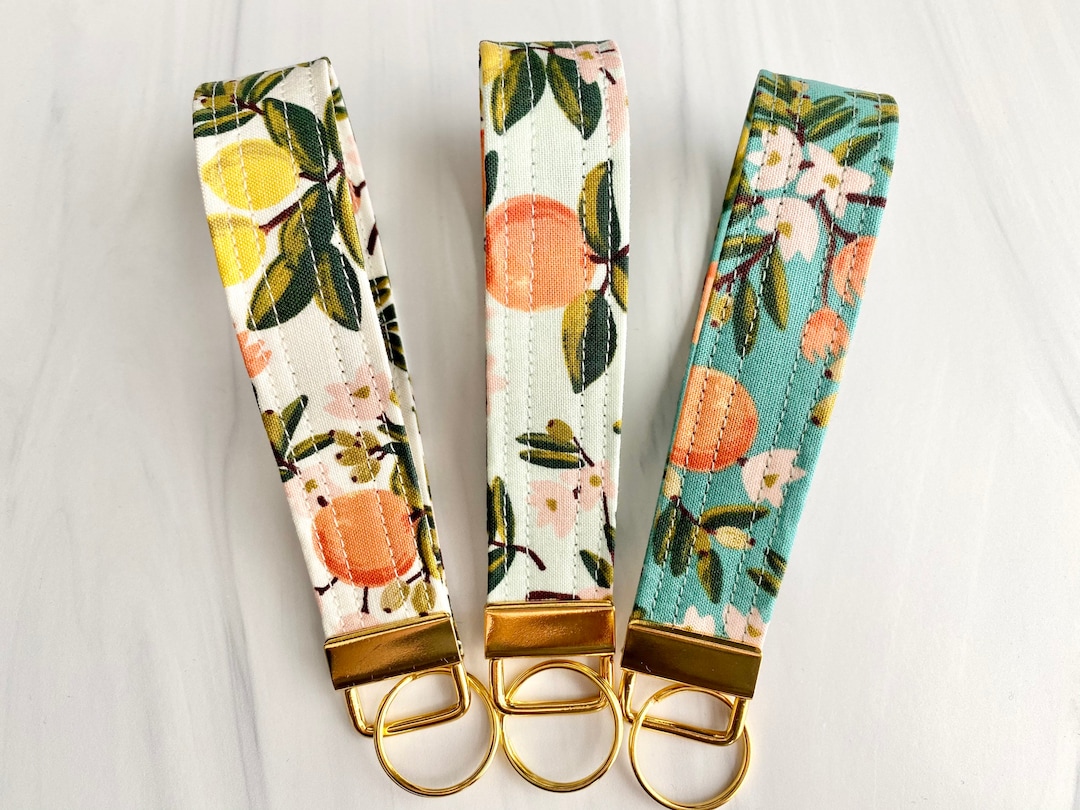 Rifle Paper Co. Citrus Floral Keychain Wristlet: Lightweight Fabric Key ...