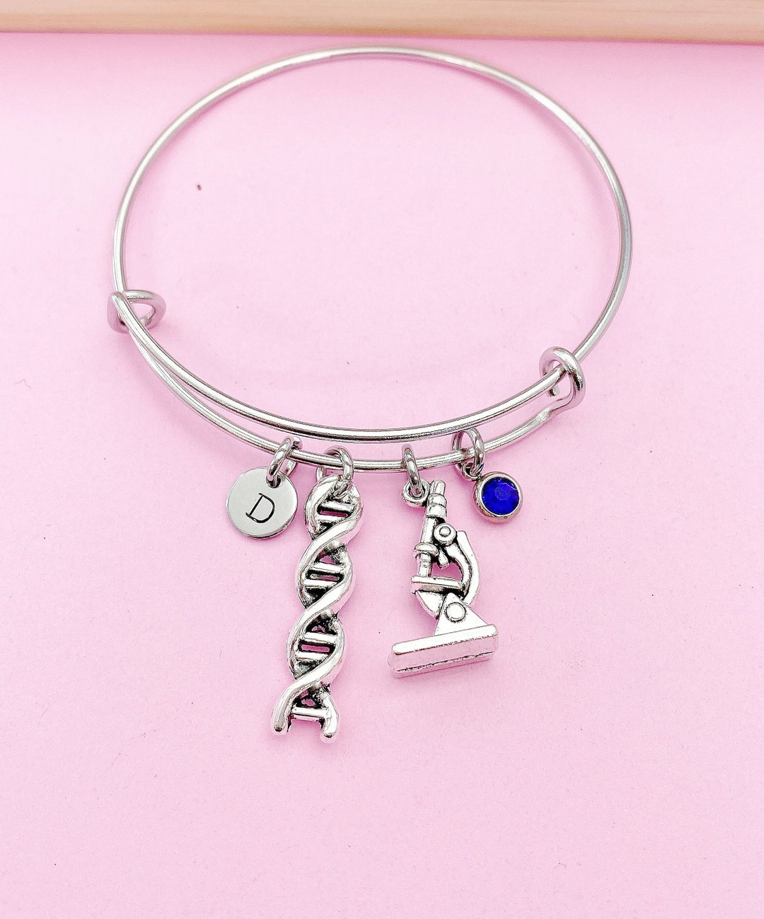 Silver Microscope DNA Charm Bracelet Forensic Scientist Microbiologist ...