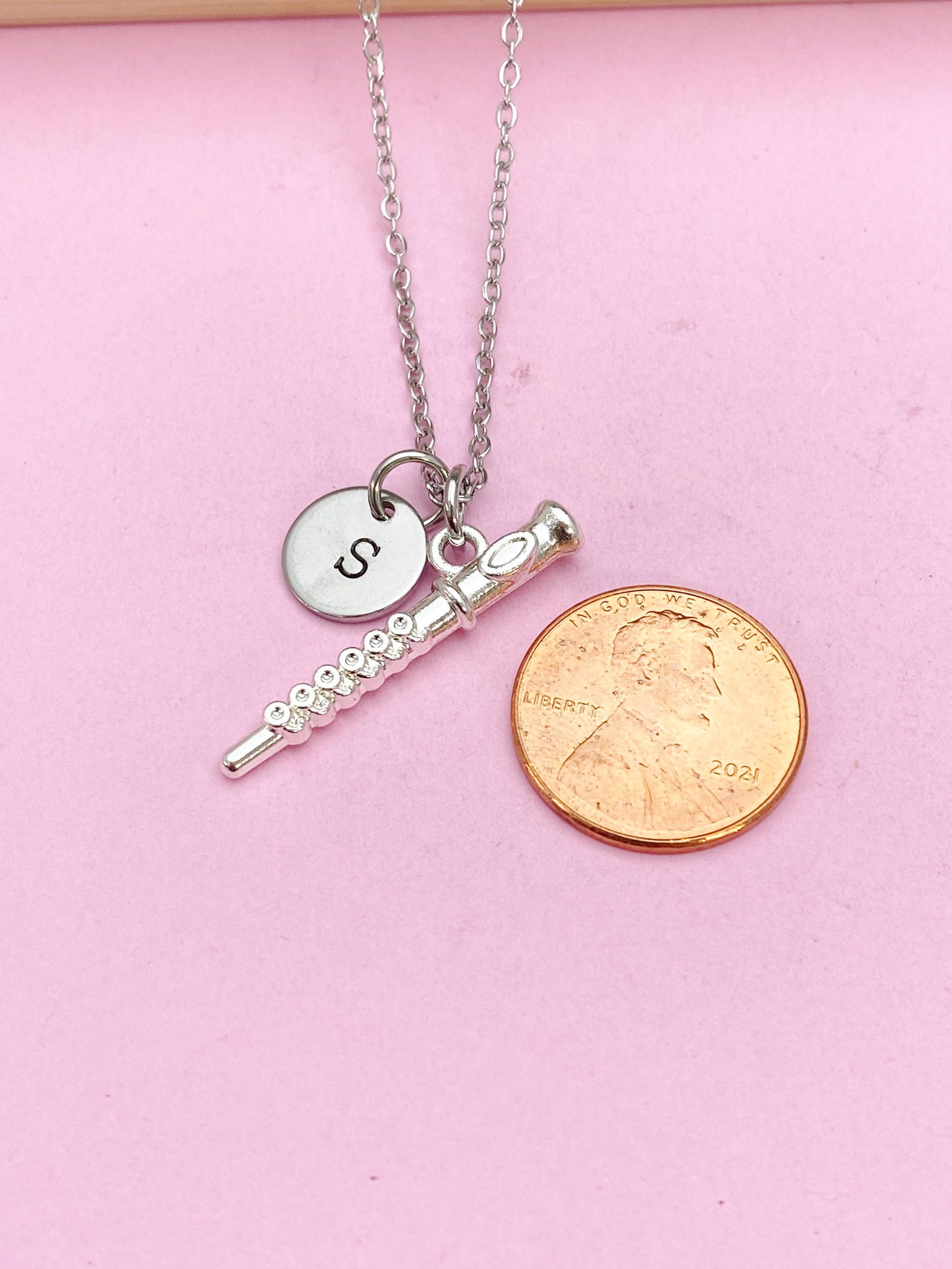 Silver Flute Charm Necklace, Music Gift, Matching Band Gifts, N2931A - Etsy