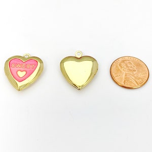 Gold Sweet Pink Heart Locket Charm Necklace Birthday Teen Girl Gifts ...