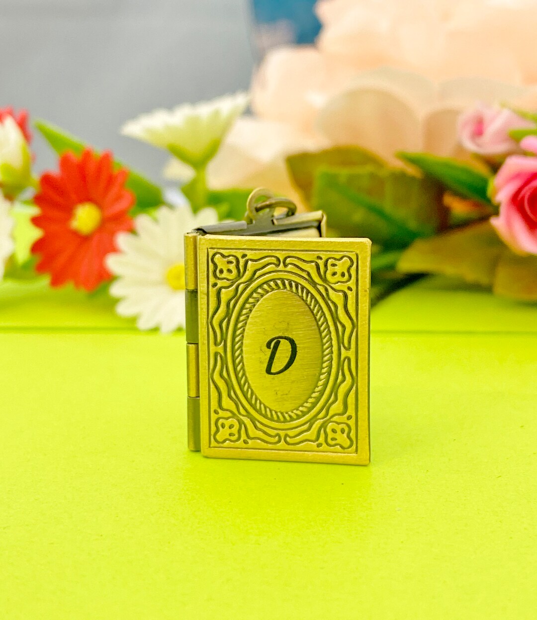 Best Christmas Gift Bronze Book Locket Necklace Personalized Customized ...