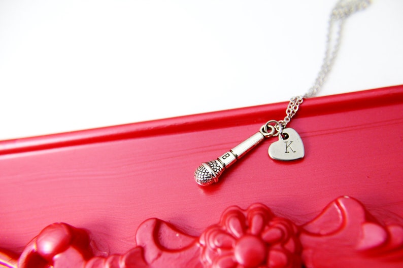 Silver Microphone Charm Necklace Mic Charm Speaker Gift | Etsy