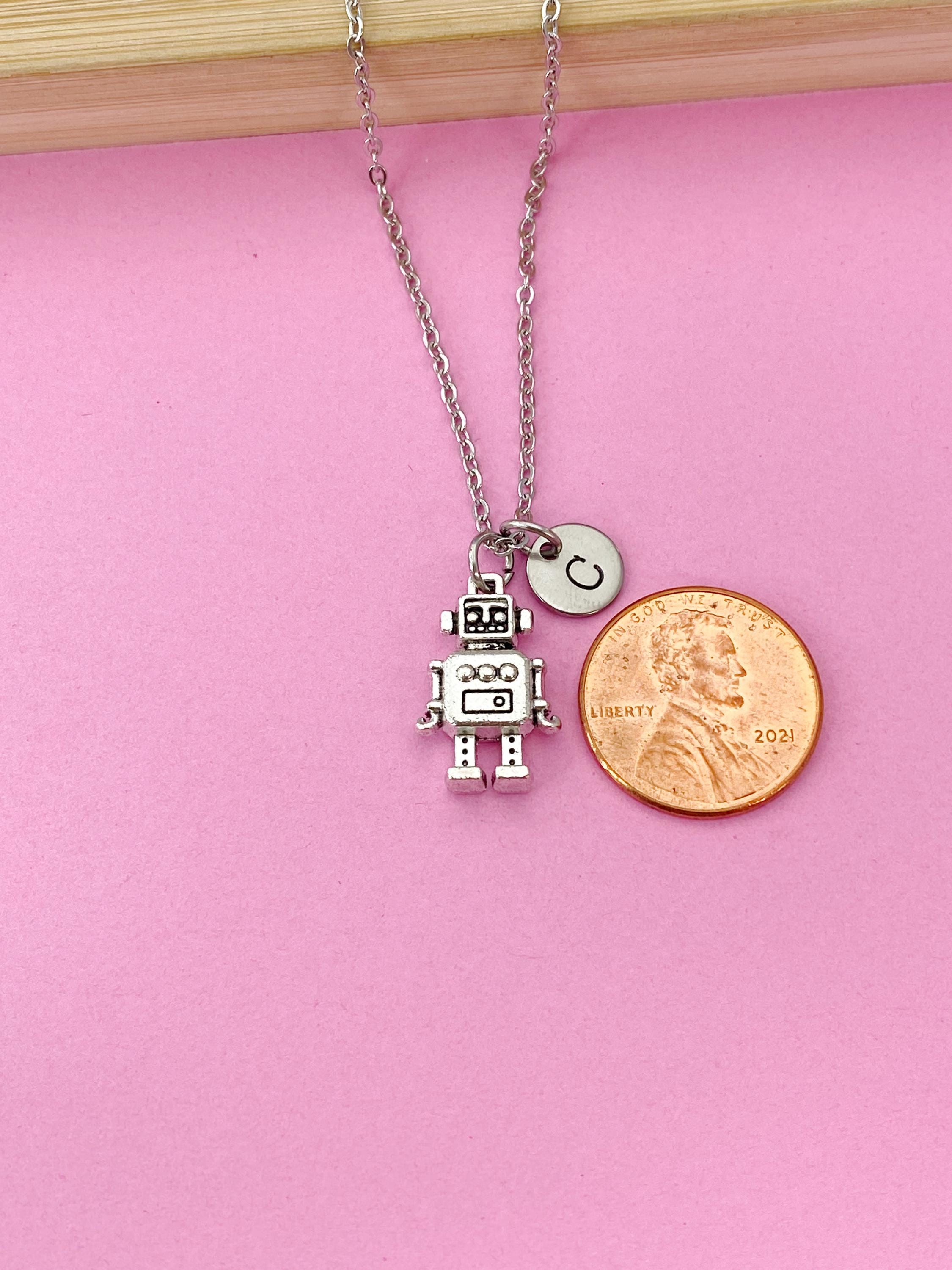 Silver Robot Charm Necklace, Robot Pendants, Robotics Gifts ...