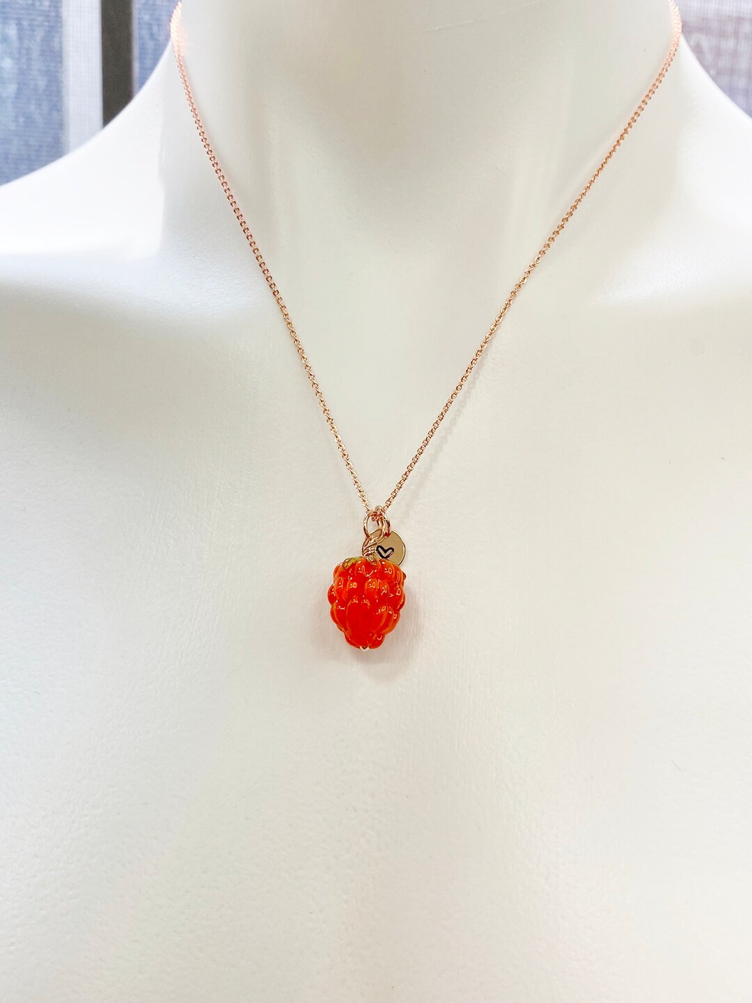 Rose Gold Raspberry Necklace, Handmade Lampwork Raspberry Charm ...