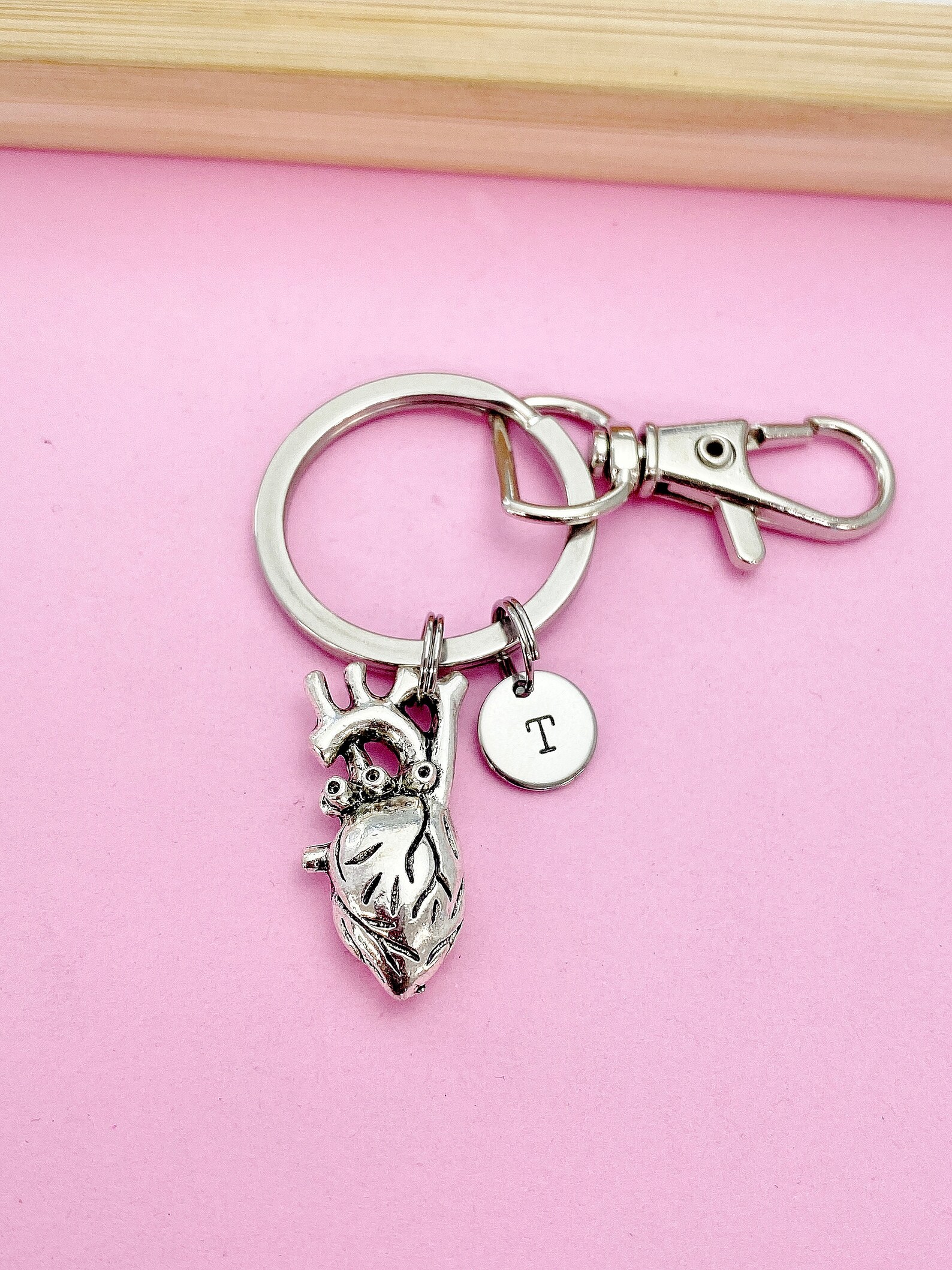 Silver Anatomy Heart Keychain, Lucky Charm, Doctor Nurse Gift ...