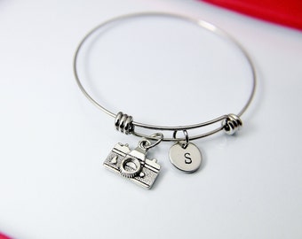 Camera Bracelet Personalized Camera Charm Bangle Bracelet - Etsy
