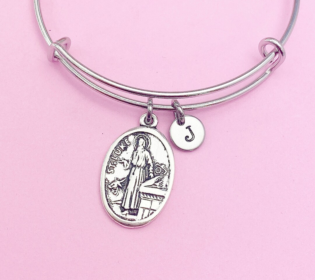 Silver Saint Luke Charm Bracelet Daughter Gifts Ideas Personalized ...