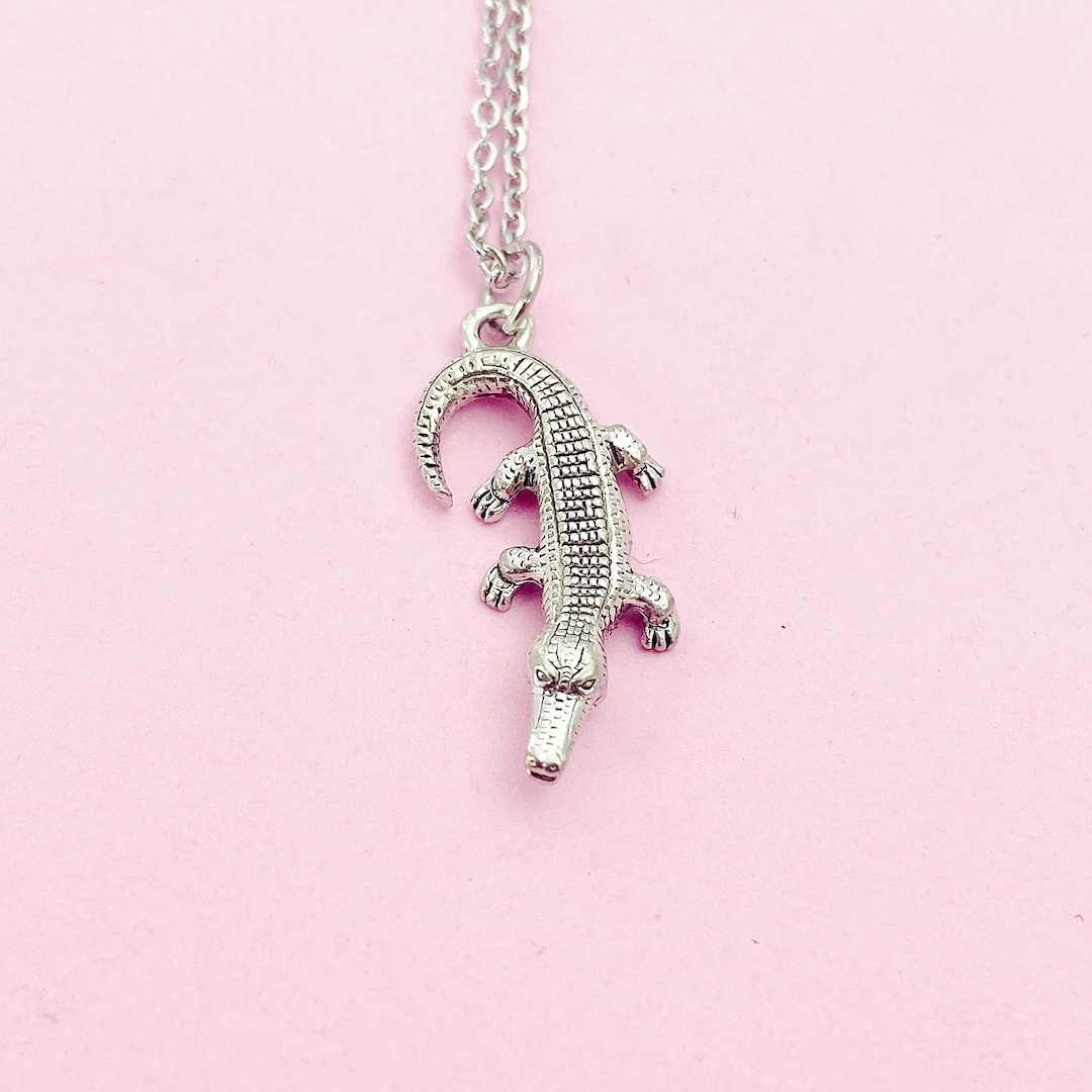 Silver Alligator Charm Necklace, Alligator, Crocodile, N1892A - Etsy