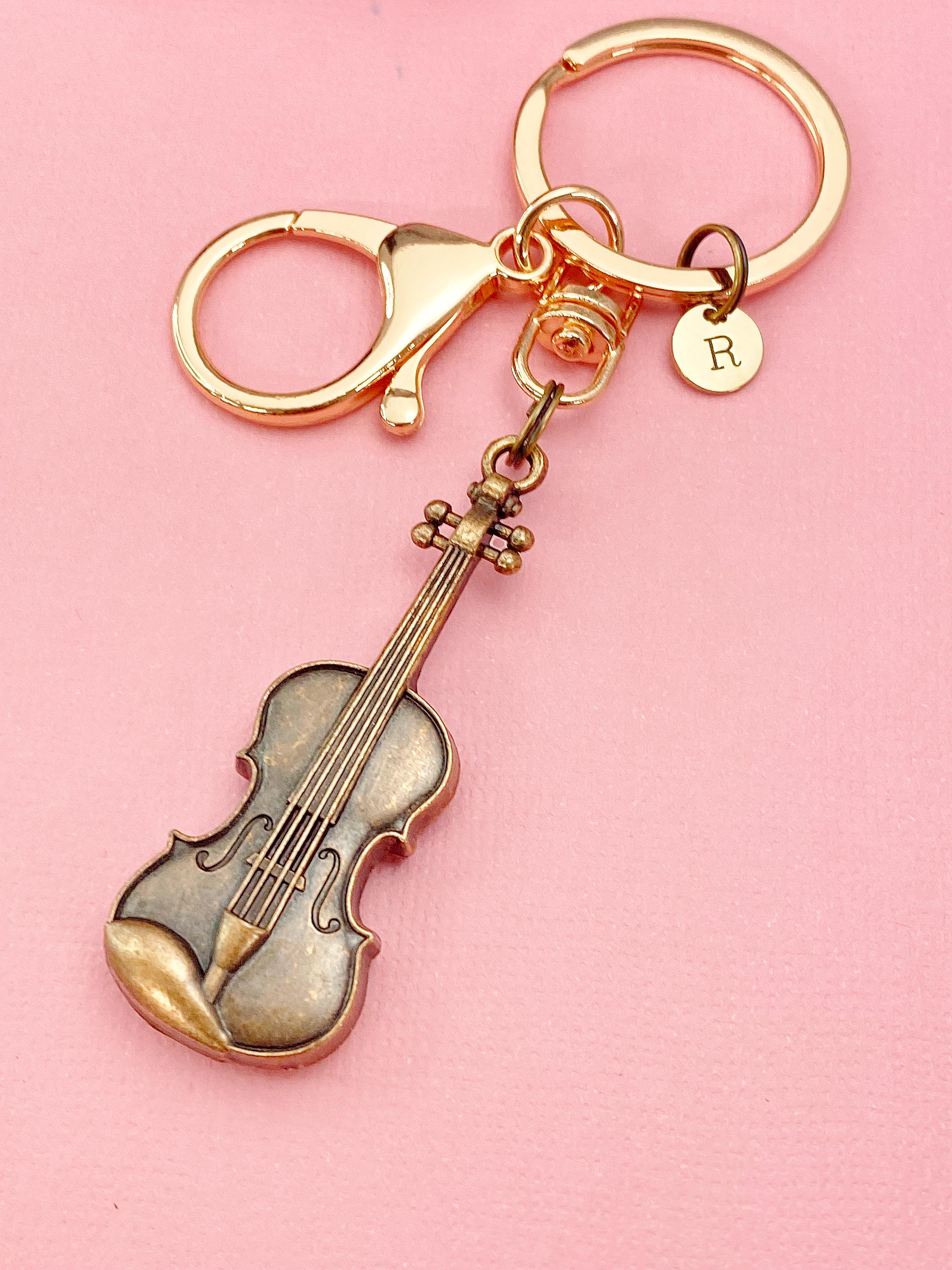 Rose Gold Red Copper Violin Keychain, Viola Charm, Cello Charm, Fiddle ...