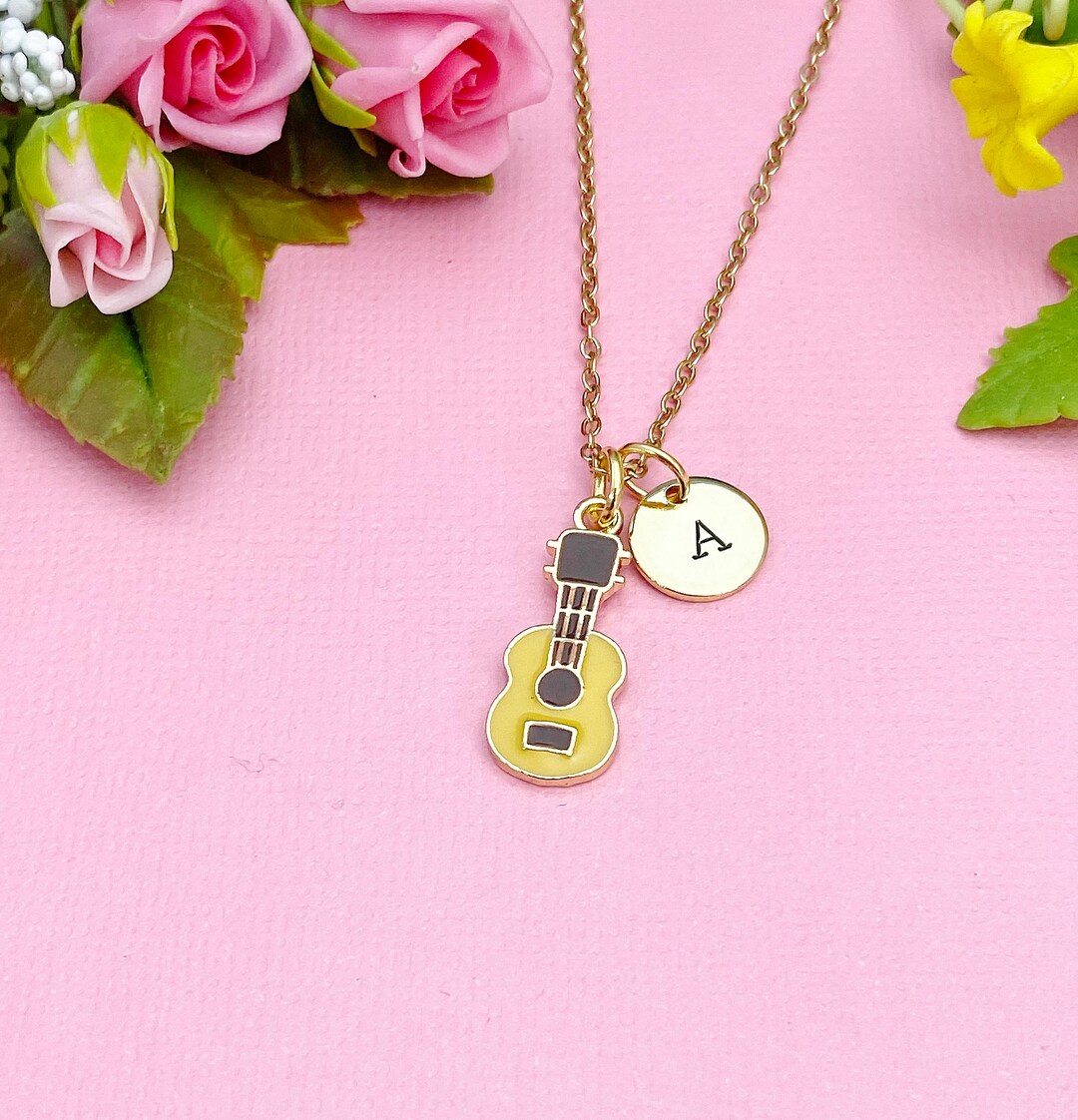 Gold Ukulele Charm Necklace, Music Instrument Musician Jewelry Gift ...