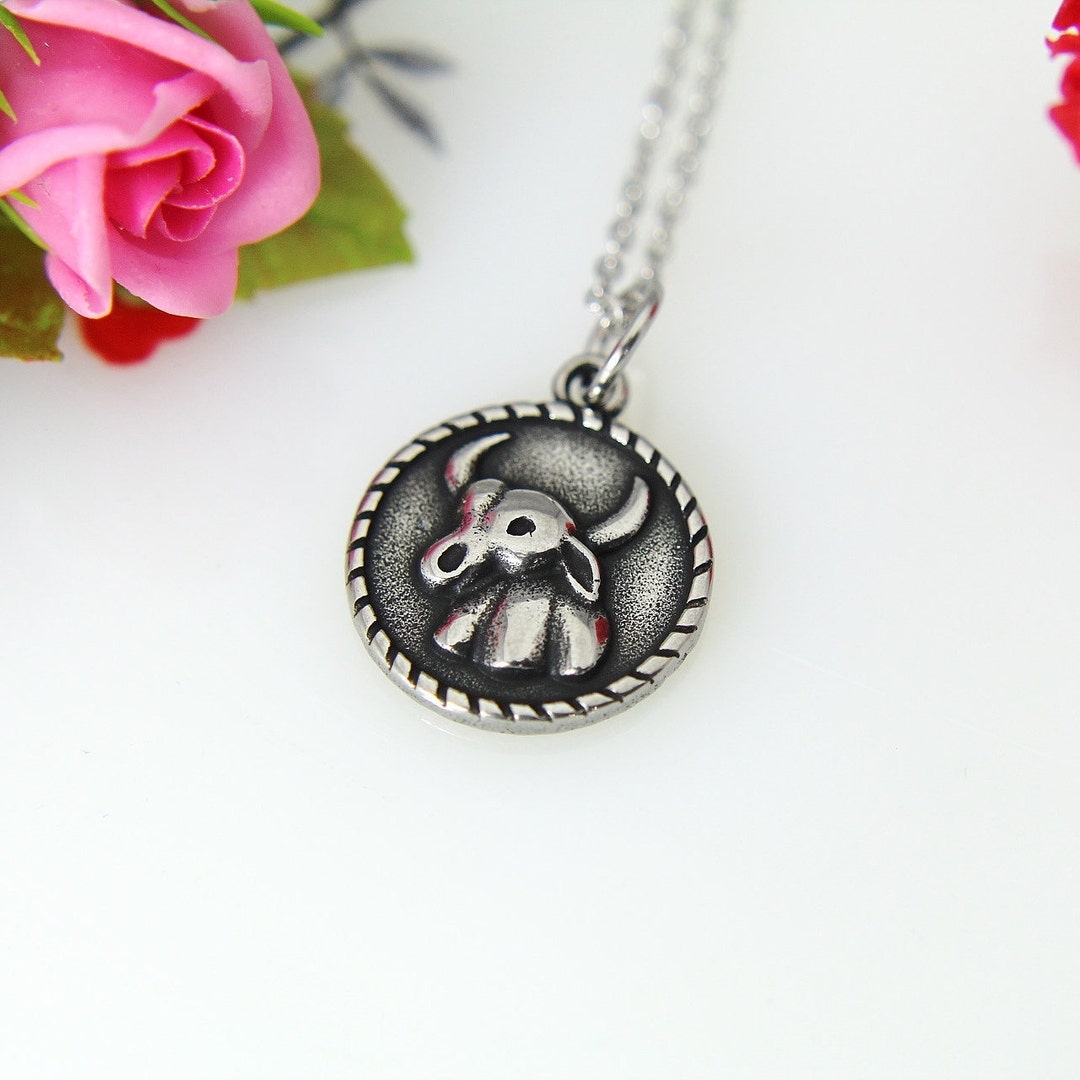 Taurus Necklace, Stainless Steel Taurus Charm Necklace, Taurus Charm ...