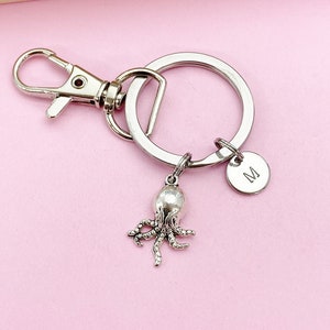 Silver Octopus Charm Keychain, Octopus Charm, Personalized Gift, N1312 ...