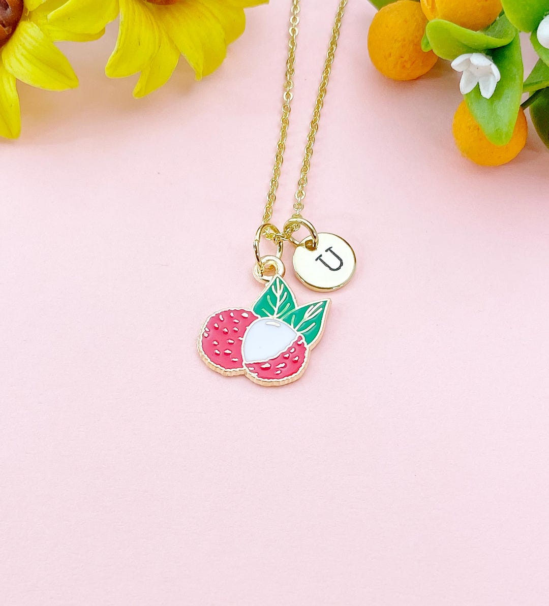 Litchi Charm Necklace – Fruit Jewelry Gift for Women, Cute Lychee ...