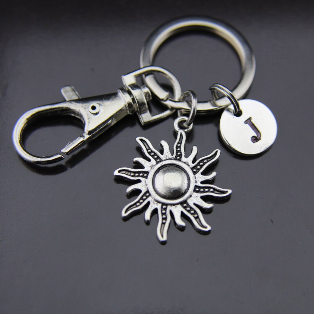 Silver Sun Charm Keychain Sun Charm Key Ring Sun Keychain Sun - Etsy