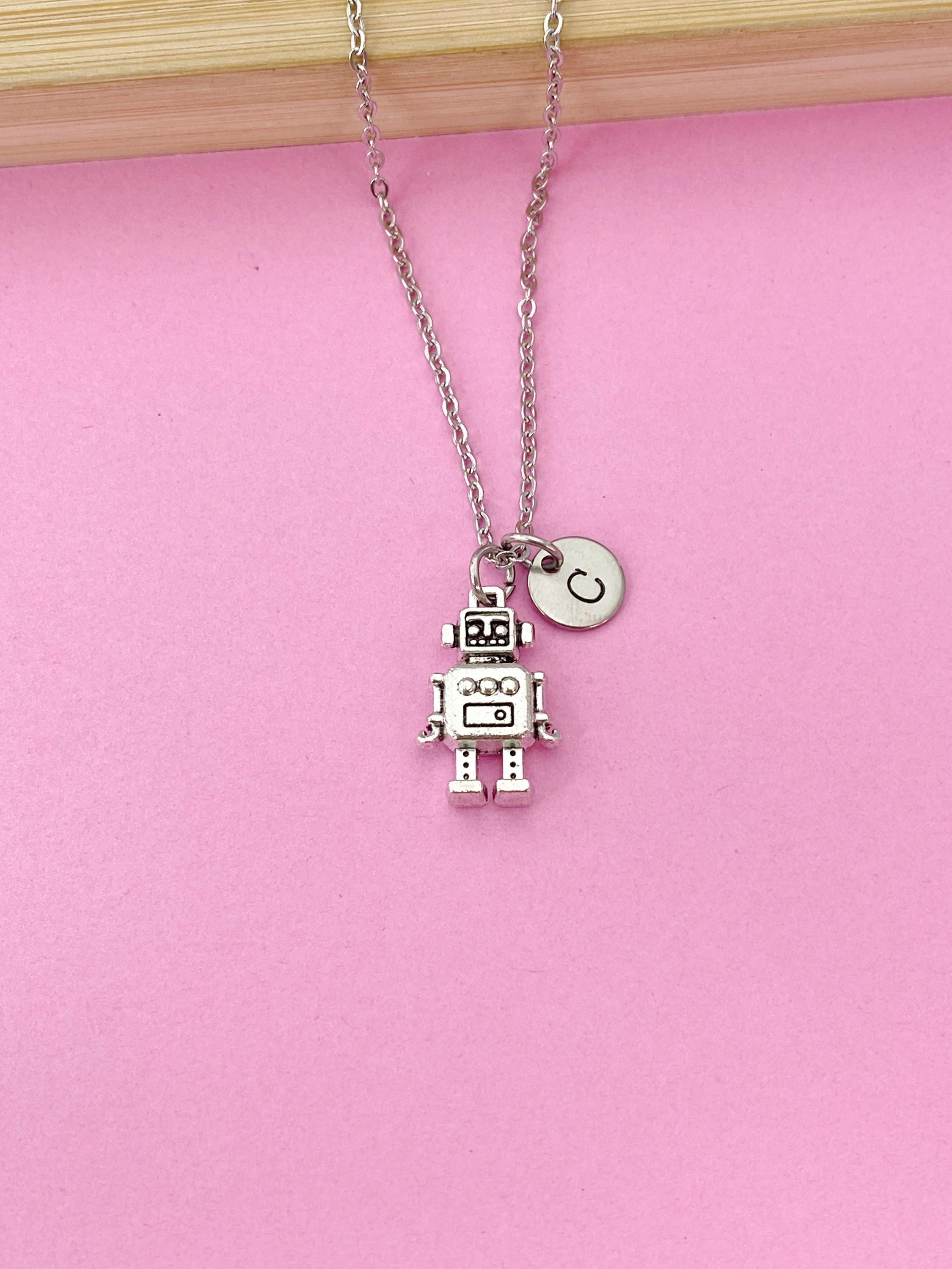 Silver Robot Charm Necklace, Robot Pendants, Robotics Gifts ...