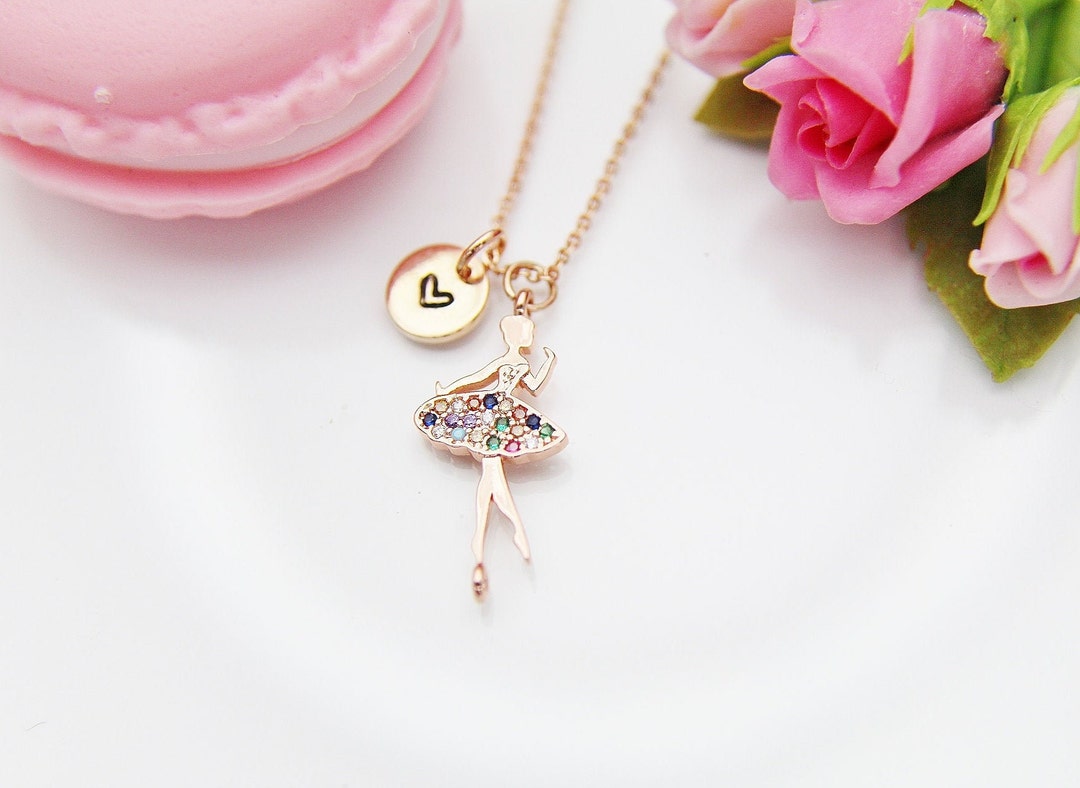 Rose Gold Ballet Dance Girl Necklace, Dance School Gift, Ballet School ...