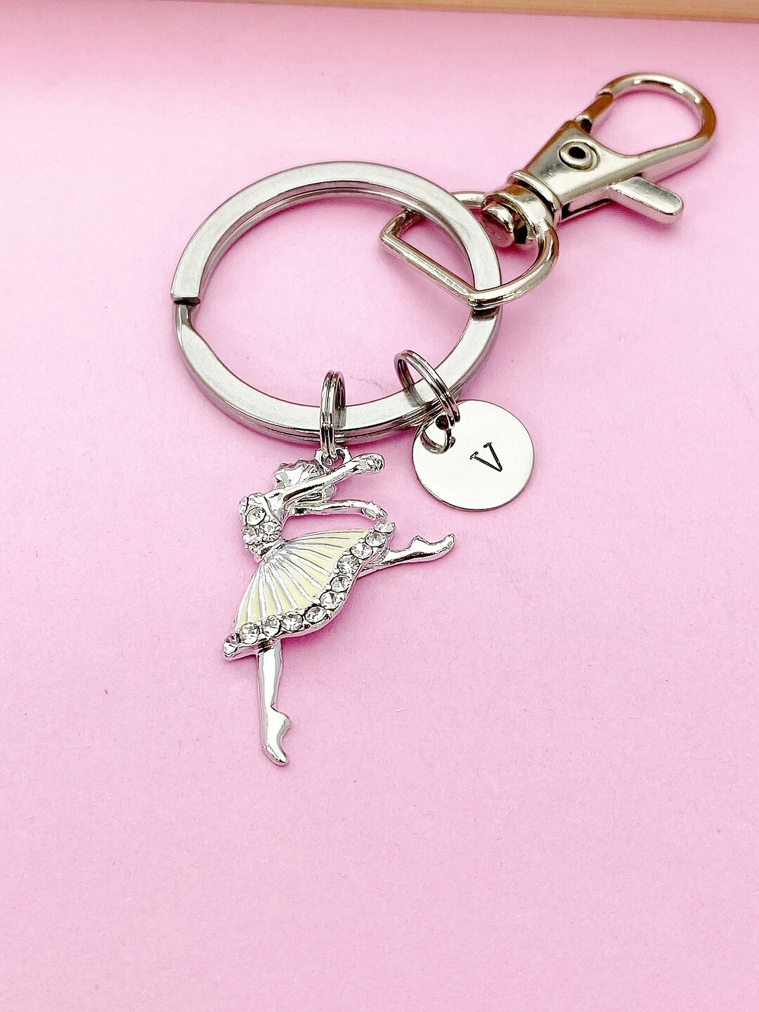 Silver Ballet Charm Keychain, Ballet Girl Charm, Ballet Charm, Dance ...