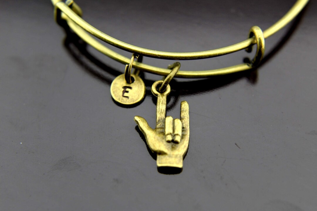 Bronze I Love You ASL Hand Sign Charm Bracelet, GN2285 - Etsy