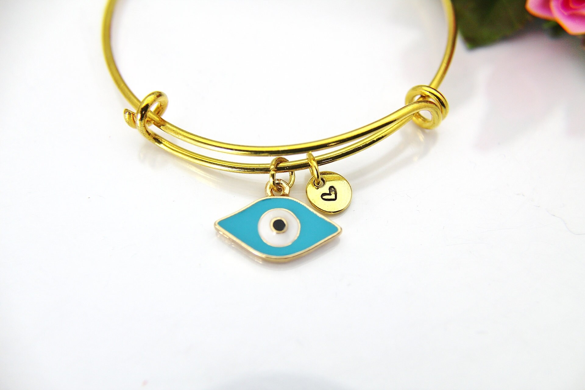 Evil Eye Bracelet Gold Evil Eye Bangle Evil Eye Charm | Etsy