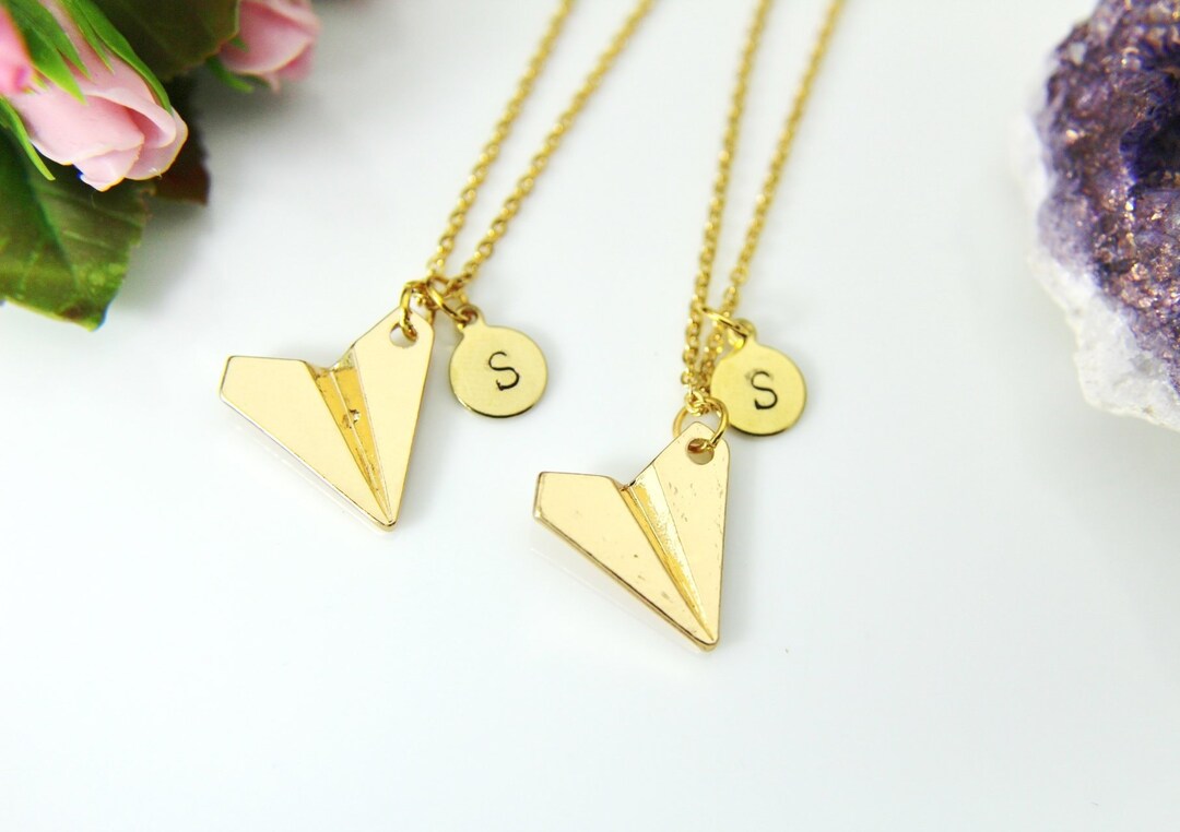 Gold Paper Plane Charm Necklace, Paper Plane Charm, Personalized Gift ...