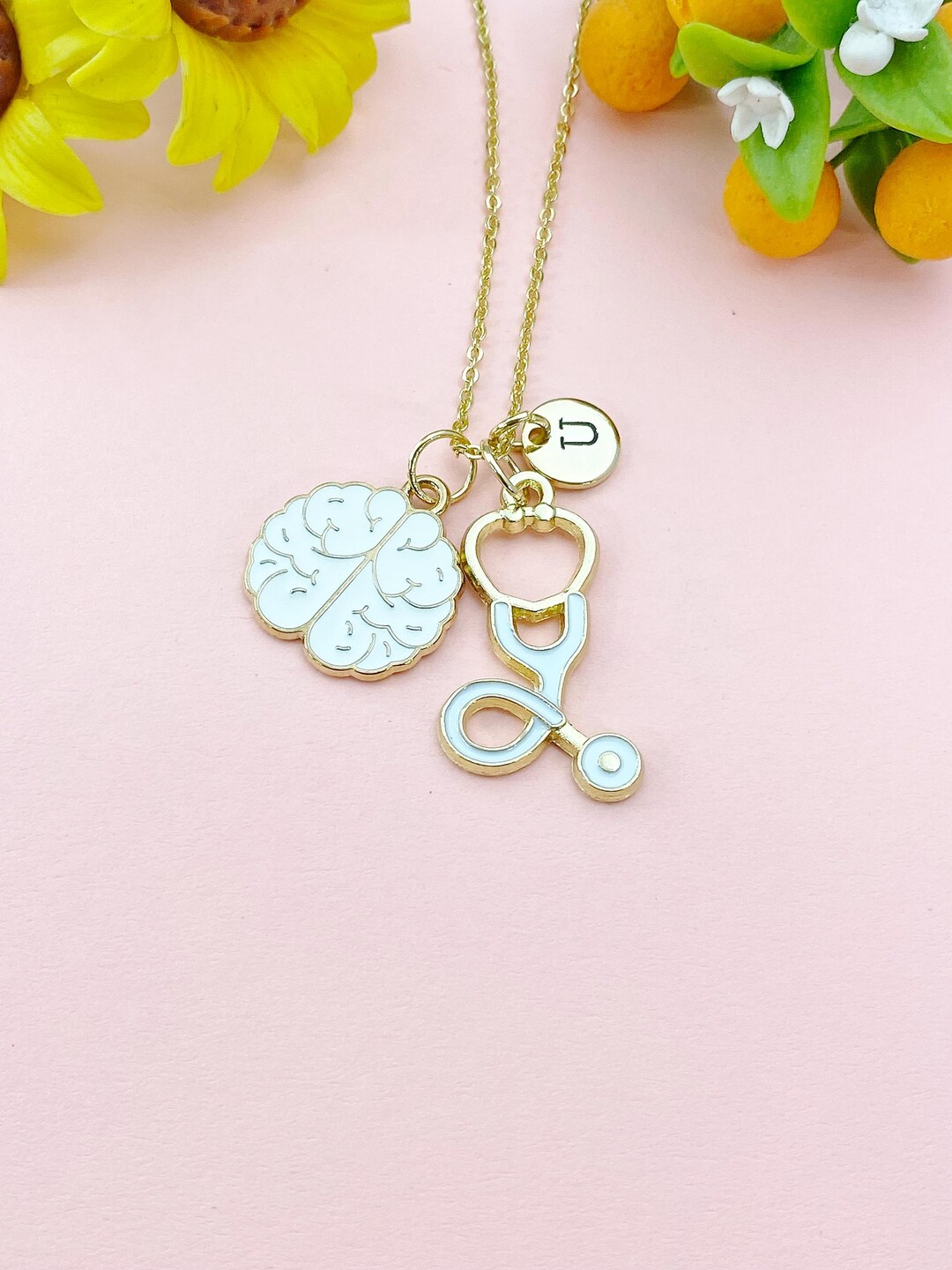 Anatomy Human Brain Stethoscope Charm Necklace – Medical Jewelry Gift ...