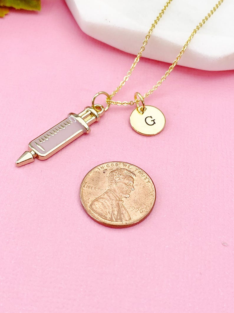 Gold Medical Injection Syringe Charm Necklace, N2975P - Etsy