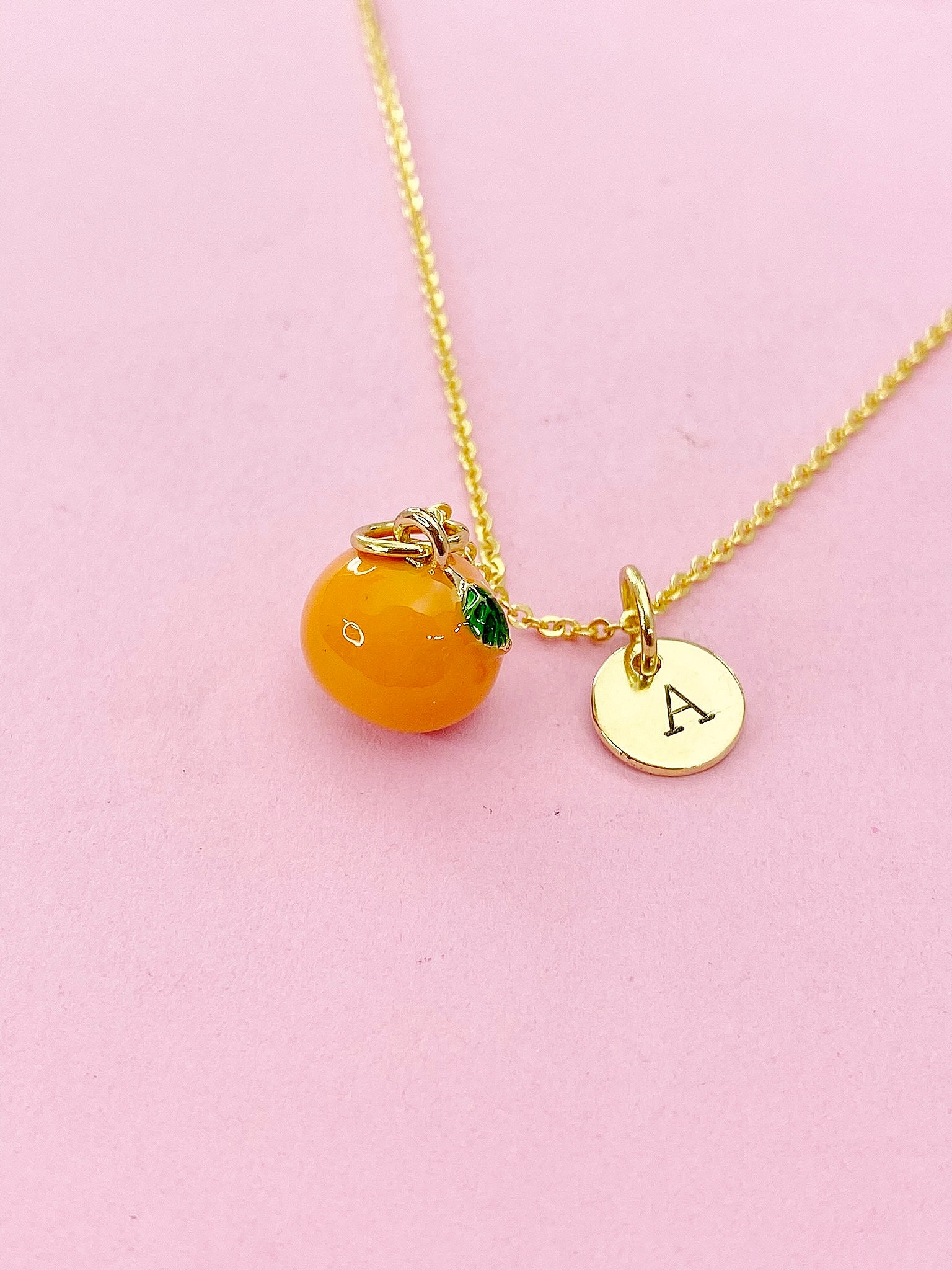 Gold Orange Charm Necklace Fruits Foodie Jewelry Gift, Birthday Gifts ...