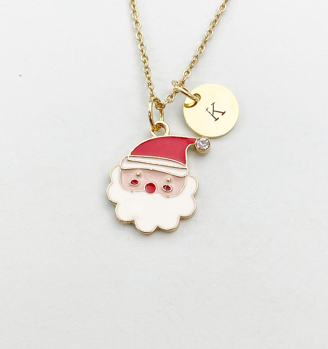 Gold Santa Charm Necklace, Red White, N5910 - Etsy