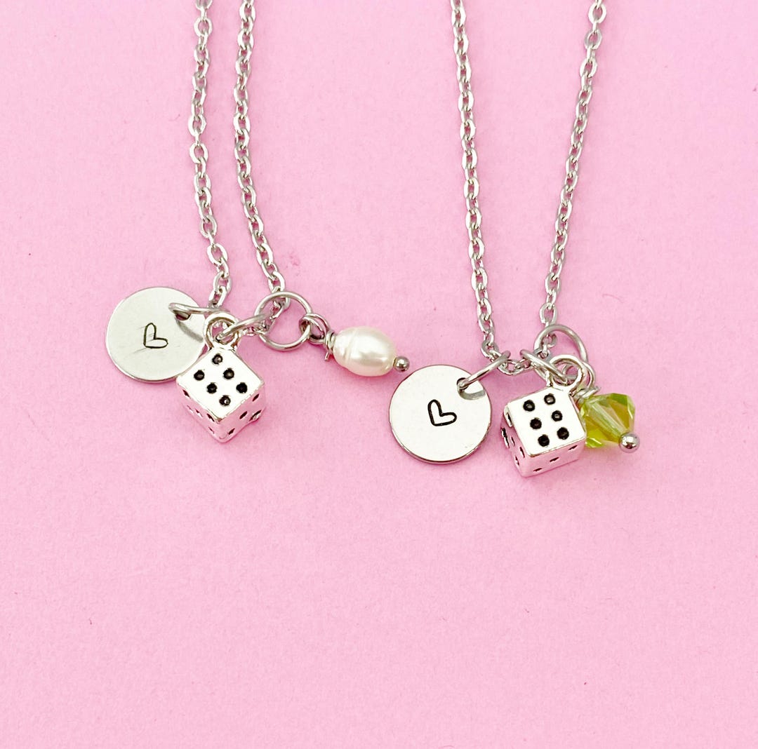 Silver Dice Necklace Gift, Dice Charm, Bunco Club Gift, Casino Gift ...