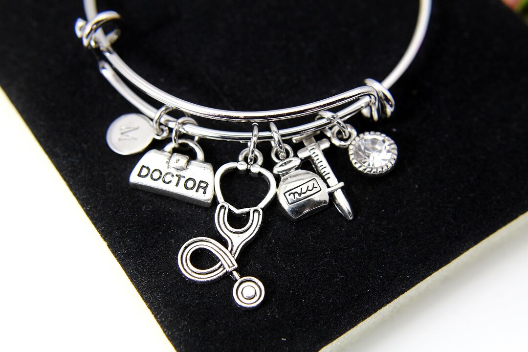 Doctor Bracelet, Stethoscope Charm, Medical Bottle Syringe Charm ...