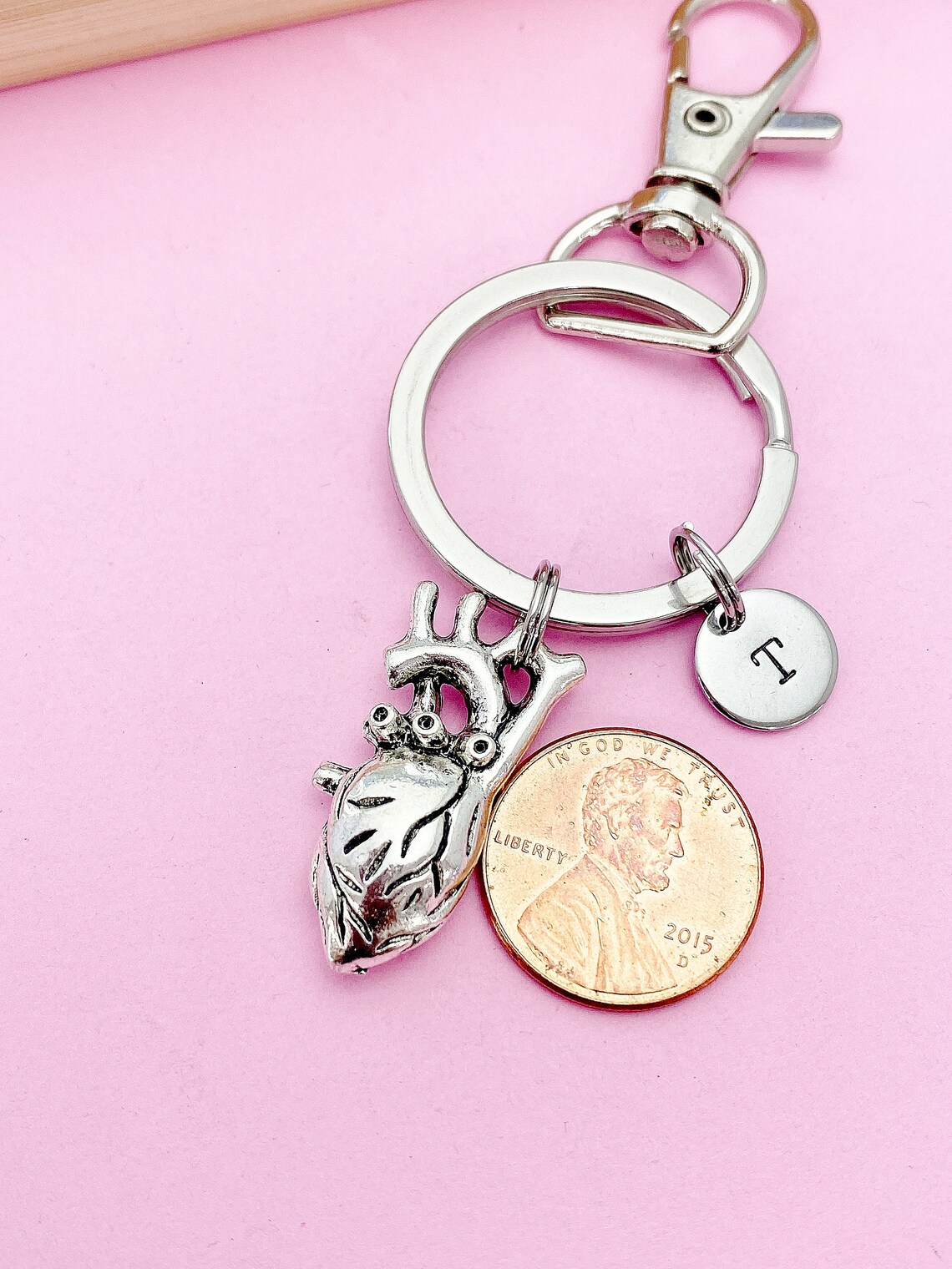 Silver Anatomy Heart Keychain, Lucky Charm, Doctor Nurse Gift ...