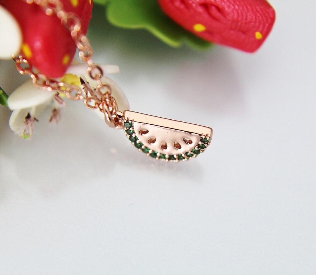 Watermelon Necklace Watermelon Charm Foodie Gift Fruit - Etsy