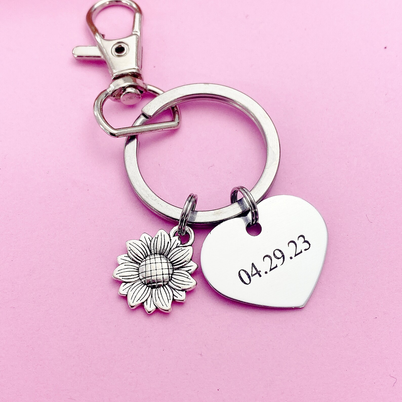 Sunflower Anniversary Keychain in Silver, N1341 - Etsy