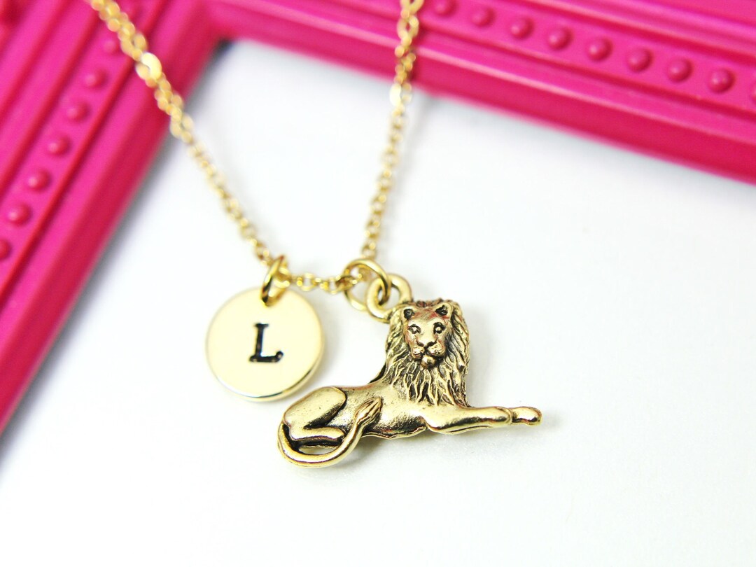 Lion Necklace, Gold Lion Charm, Lion Charm, Leo Charm, Leo Zodiac Charm ...