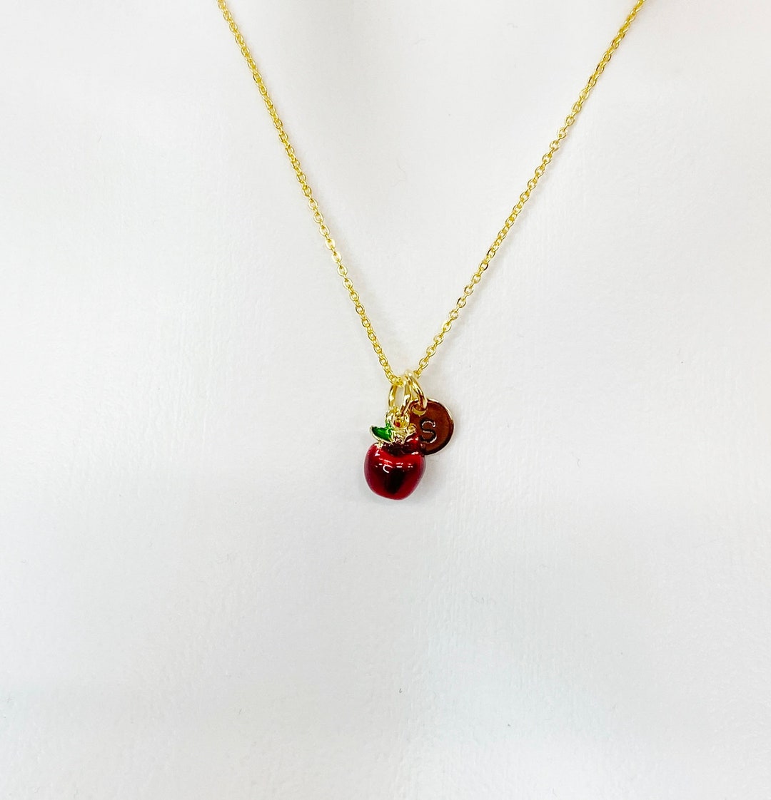 Apple Necklace, Gold Red Apple Fruit Necklace, Birthday Gift, N5162 - Etsy