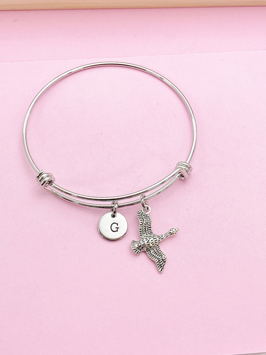 Silver Goose Charm Bracelet, Duck Bracelet, Personalized Jewelry, N2266 ...