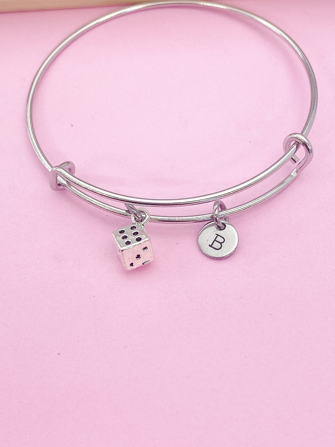 Silver Dice Charm Bracelet Bunco Club Luck Gifts Ideas Personalized ...