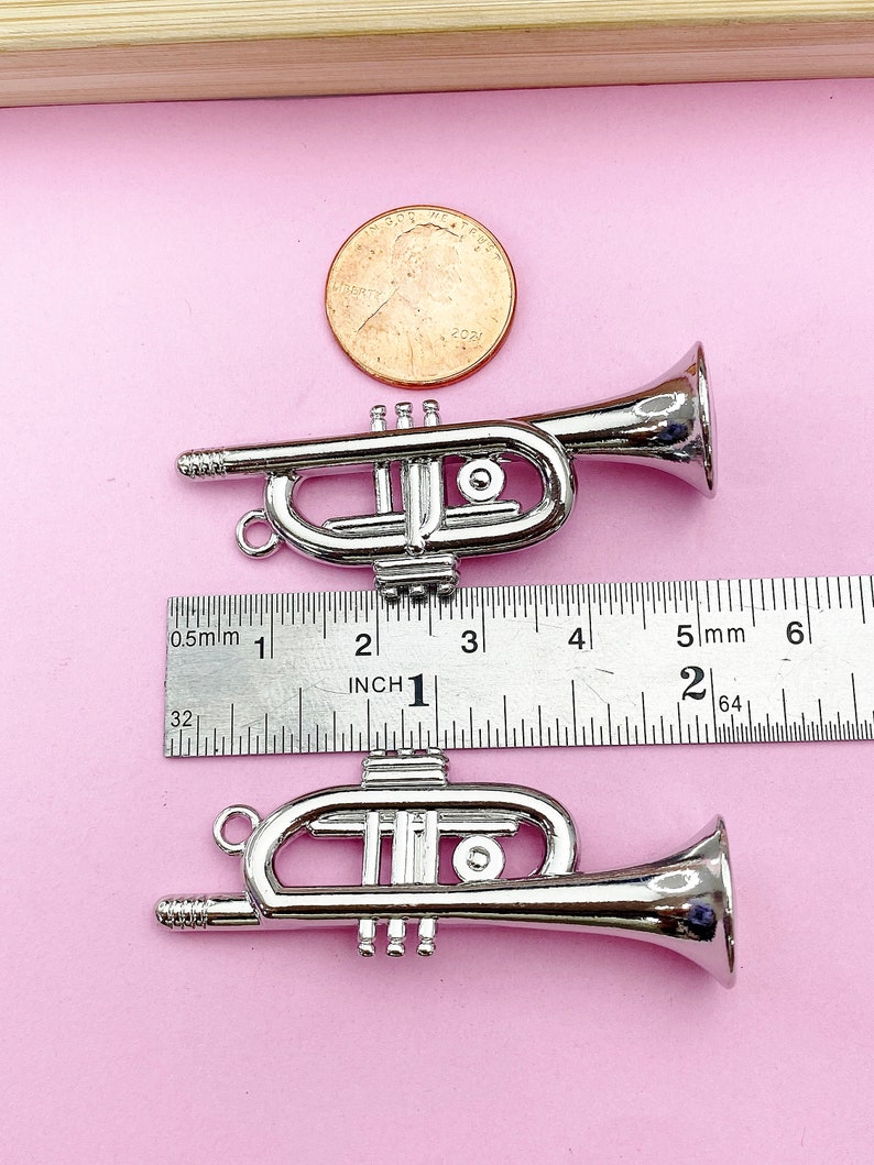 Silver Trumpet Charm Keychain, N5701 - Etsy