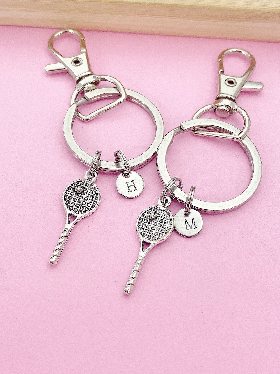 Set of 2 Silver Tennis Racket Keychain Best Friends Tennis Player ...
