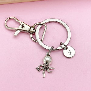 Silver Octopus Charm Keychain, Octopus Charm, Personalized Gift, N1312 ...