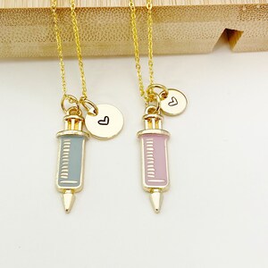 Gold Medical Injection Syringe Charm Necklace Best Seller Phlebotomy ...